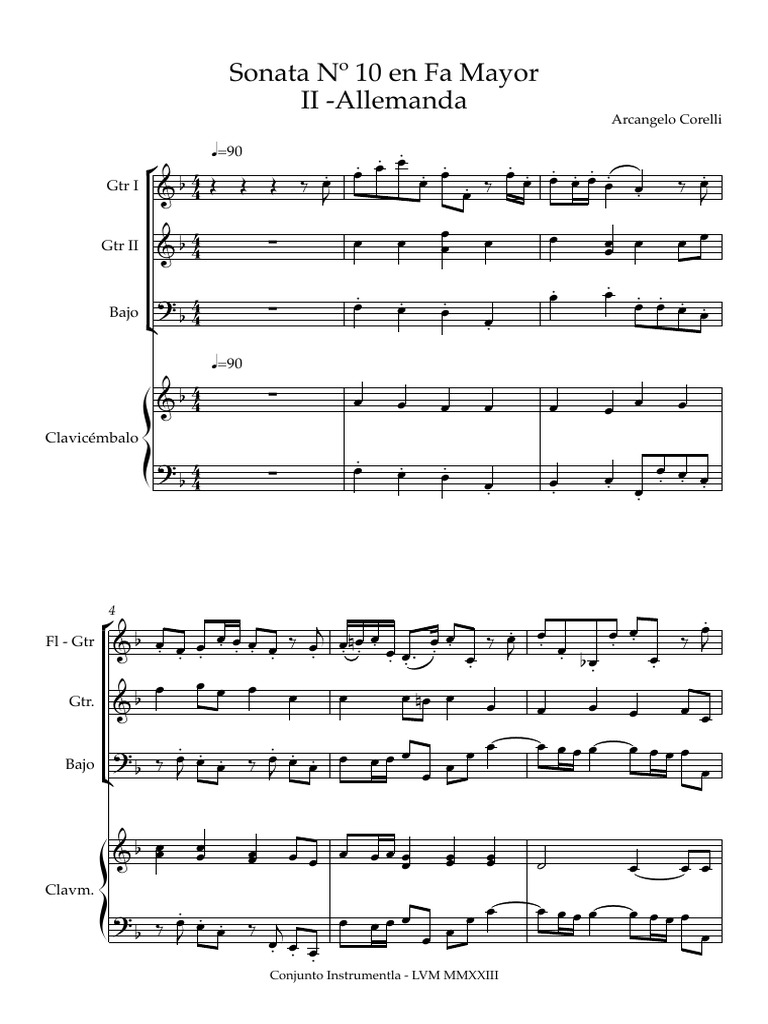 Sonata X - Corelli - 02 ALLEMANDA - Full Score | PDF
