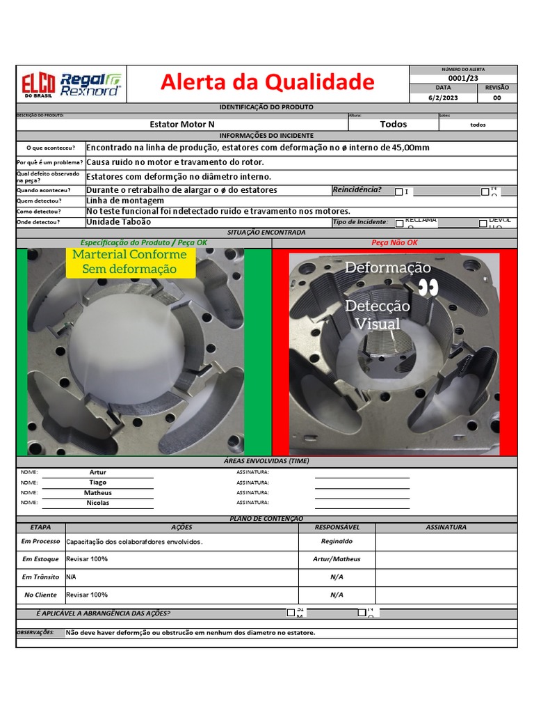 Alerta de Qualidade | PDF