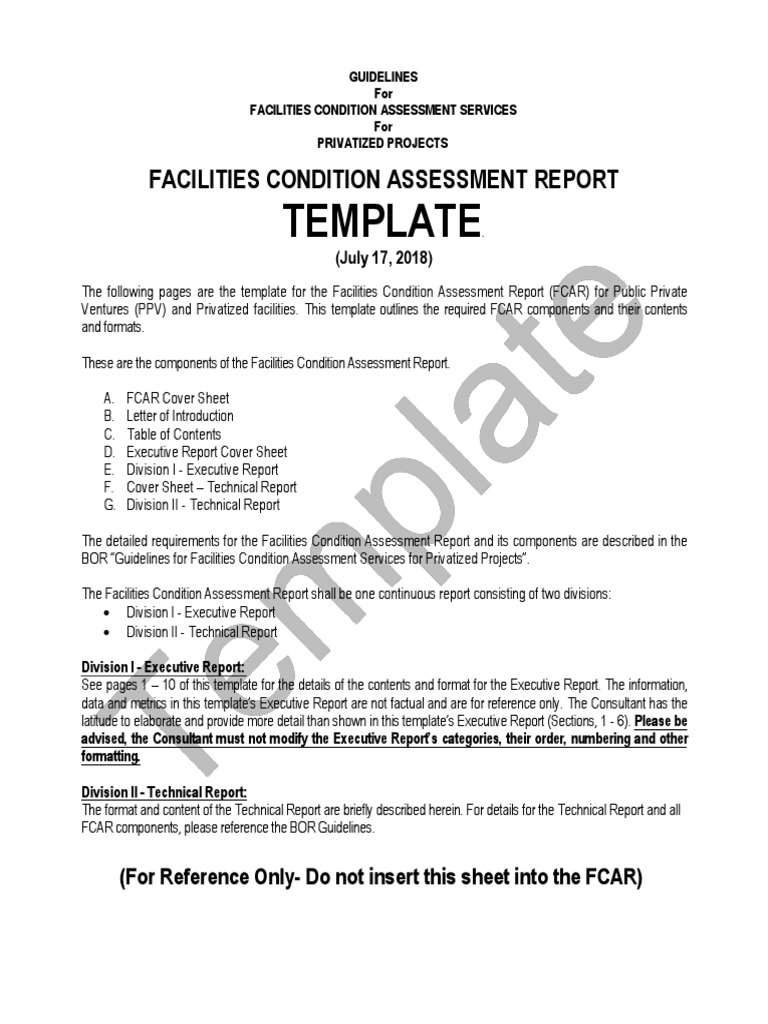 Facilities Condition Assessment Template | PDF | Design | Building ...