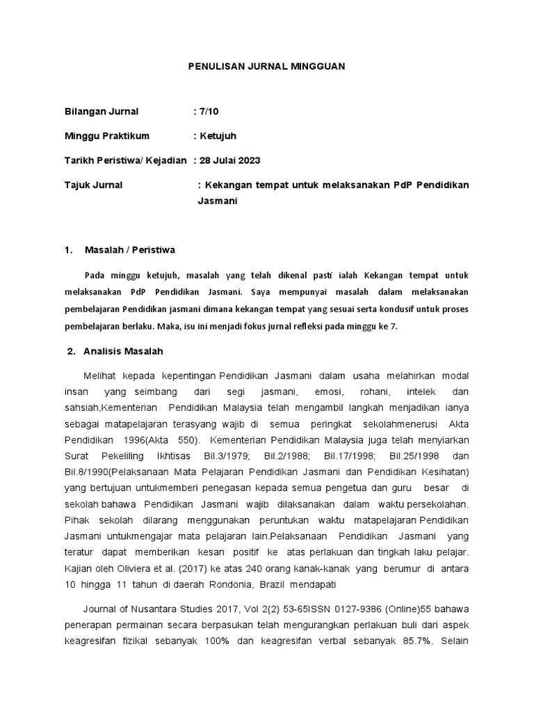 Penulisan Jurnal Minggu 7 | PDF