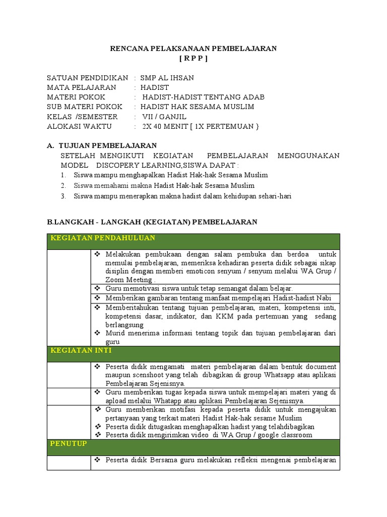 (RPP) Rencana Pelaksanaan Pembelajaran Noer | PDF