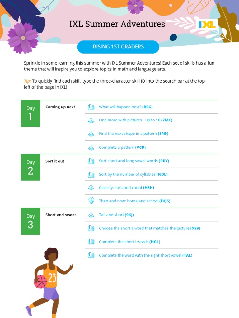 6.ixl Summer Adventures Grade 1 | PDF