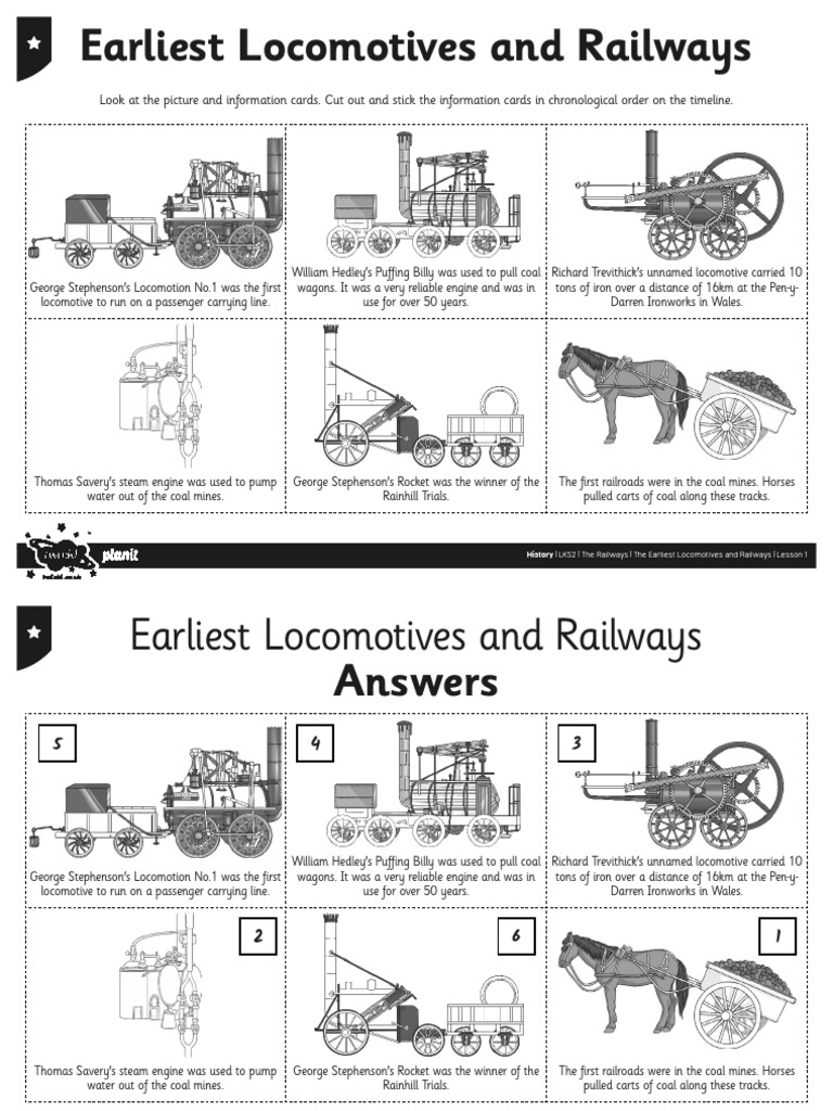 Activity Sheet The Earliest Locomotives and Railways | PDF | Rail ...