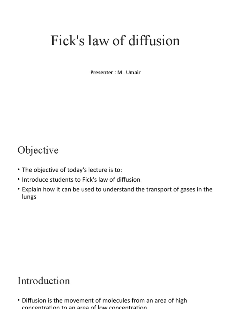 Fick's First Law of Diffusion | PDF | Diffusion | Lung