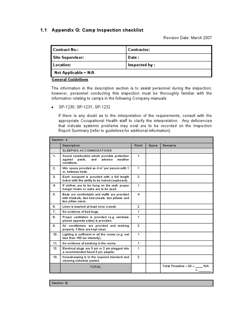 Camp Checklist | PDF