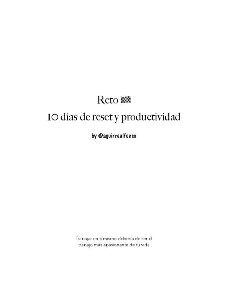 Workbook - Reto 10 Días de Reset y Productividad | PDF
