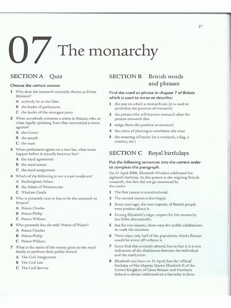 Chapter 7. The monarchy (1) | PDF