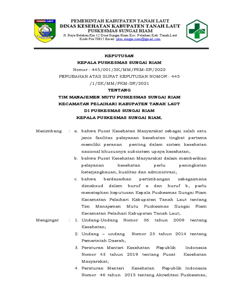 5.1.1.1 Contoh SK Tim Mutu | PDF