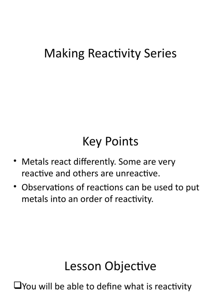 G8_Making Reactivity Series | PDF | Reactivity (Chemistry) | Metals