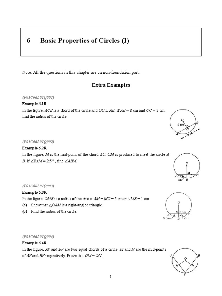 6 Basic Properties of Circles (I) : Extra Examples | PDF | Circle ...