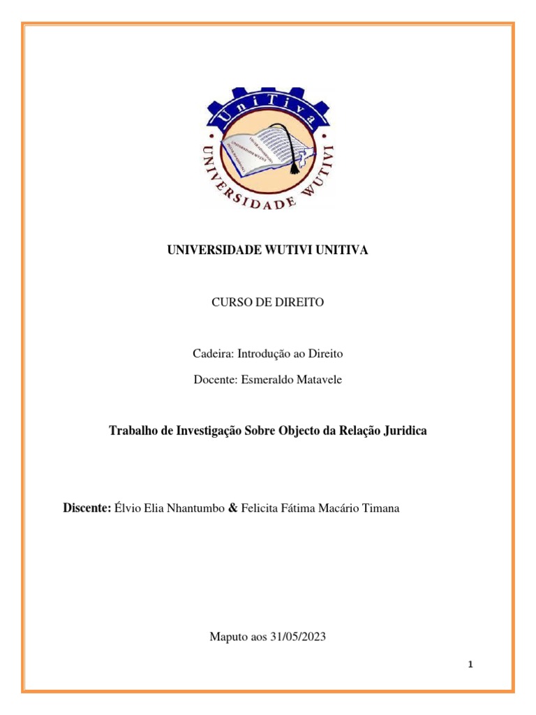 Objecto de Relacao Juridica | PDF