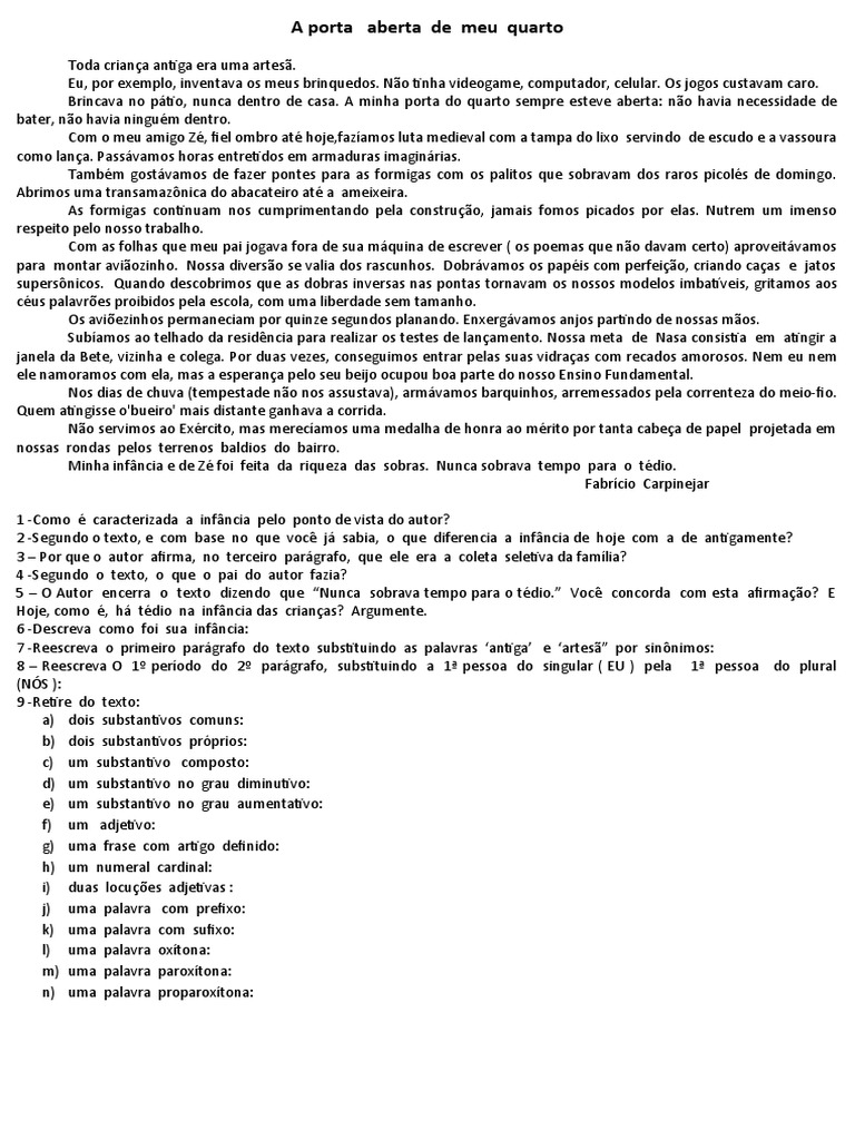 A Porta Aberta de Meu Quarto | PDF | Poesia | Juvenil