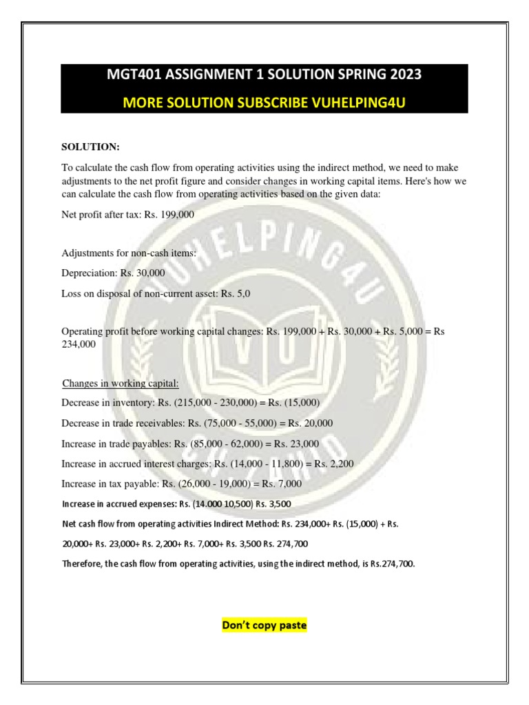 Mgt401 Assignment 1 Solution Spring 2023 by Vuhelping4u | PDF