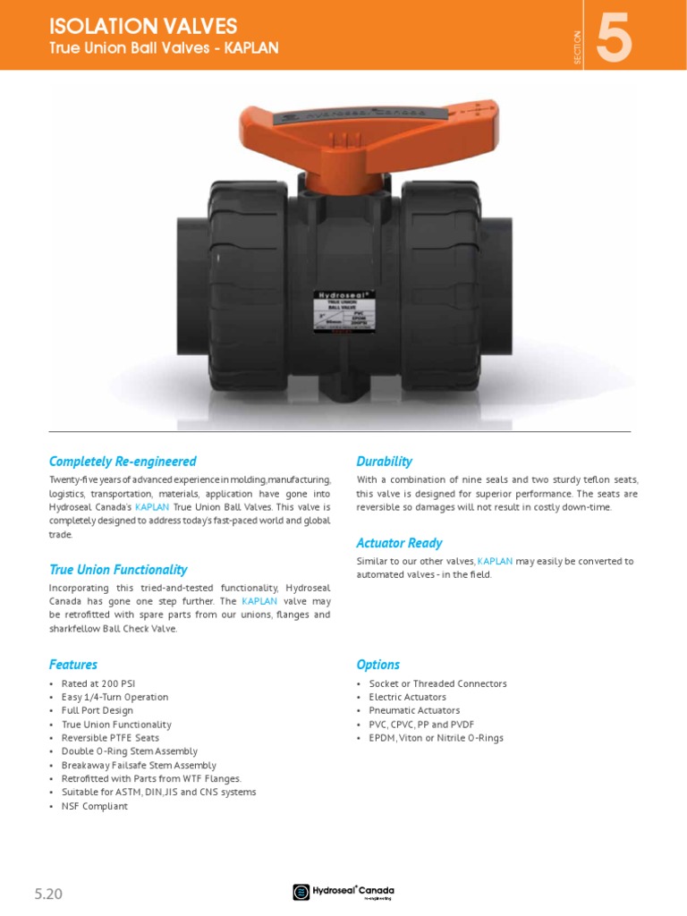 KAPLAN True Union Ball Valves Overview | PDF | Valve | Chemical Engineering