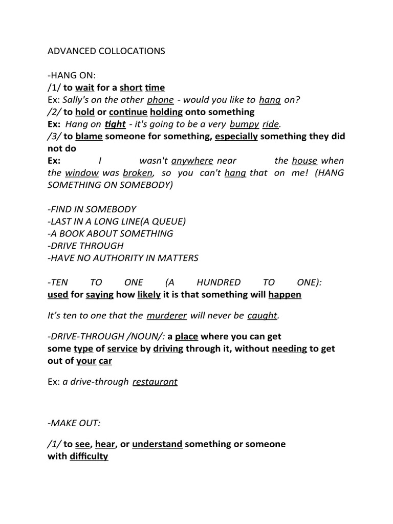 Advanced Collocations | PDF