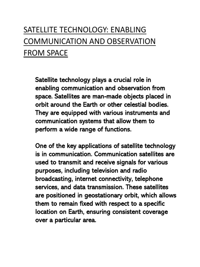 Satellite Technology | PDF