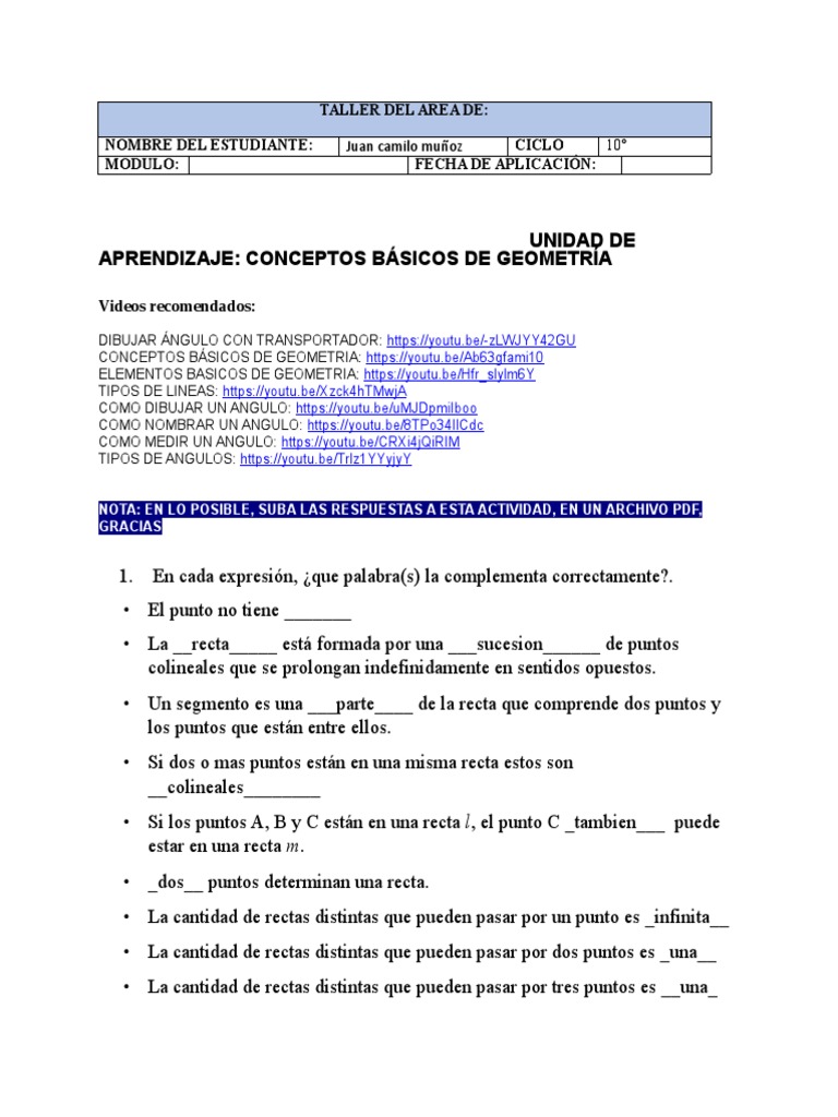 Actividad - 1 Conceptos Básicos de Geometría | PDF