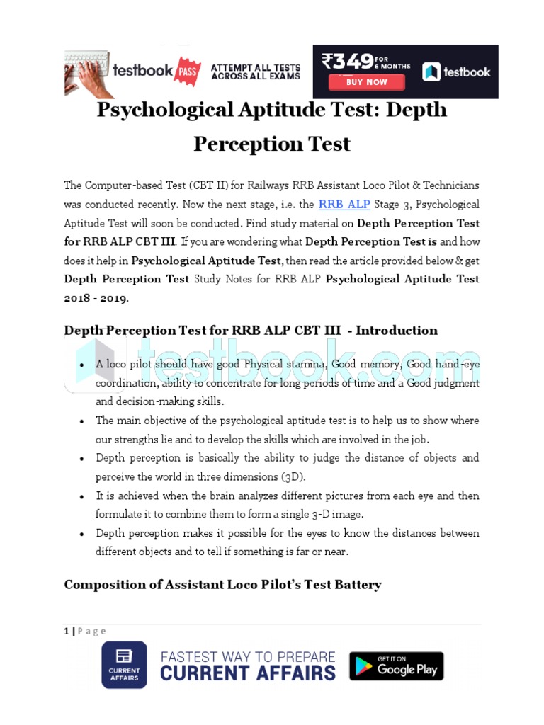 Depth Perception Test For RRB Alp CBT III 36d763f0 | PDF