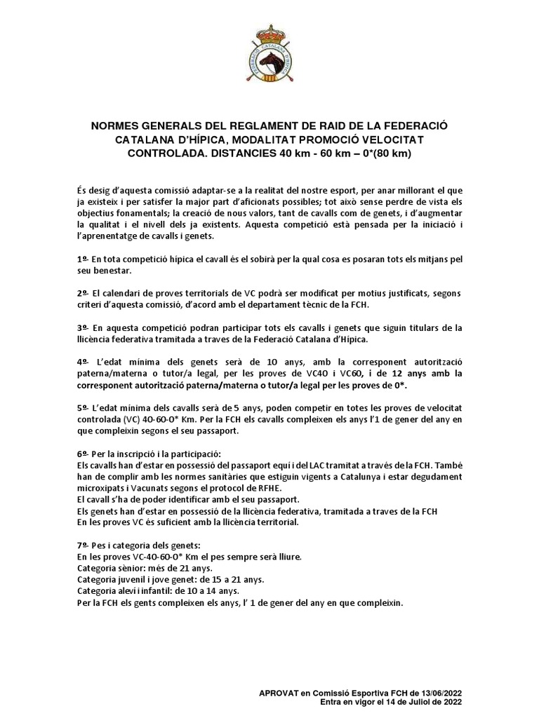 Reglament FCH Raid 2023 | PDF