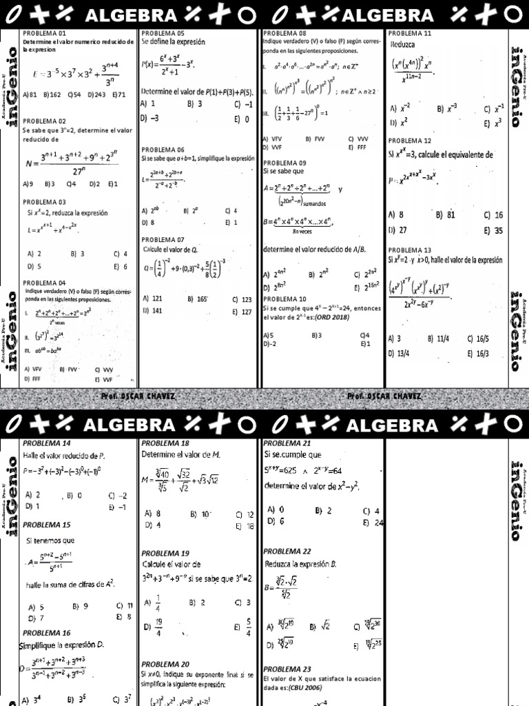 Teoria de Exponentes Ficha N°01 | PDF | Matemáticas | Álgebra