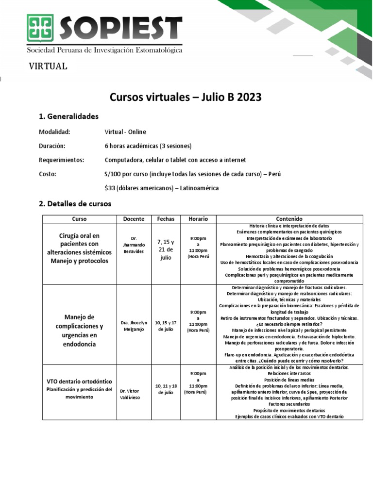 Cursos Virtual - Julio B 2023 | PDF