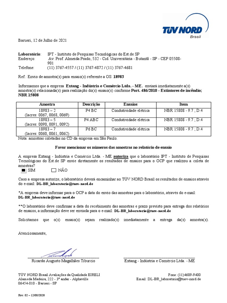 Recertificacao - Carta IPT | PDF