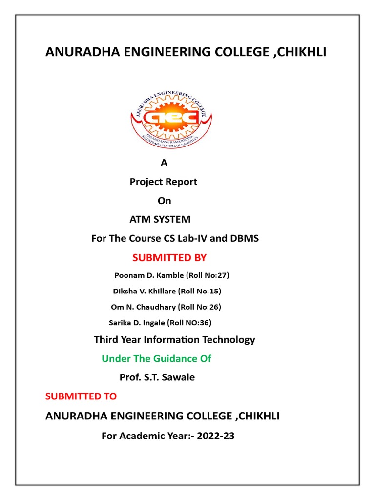 ATM System Project | PDF | Automated Teller Machine | Personal ...