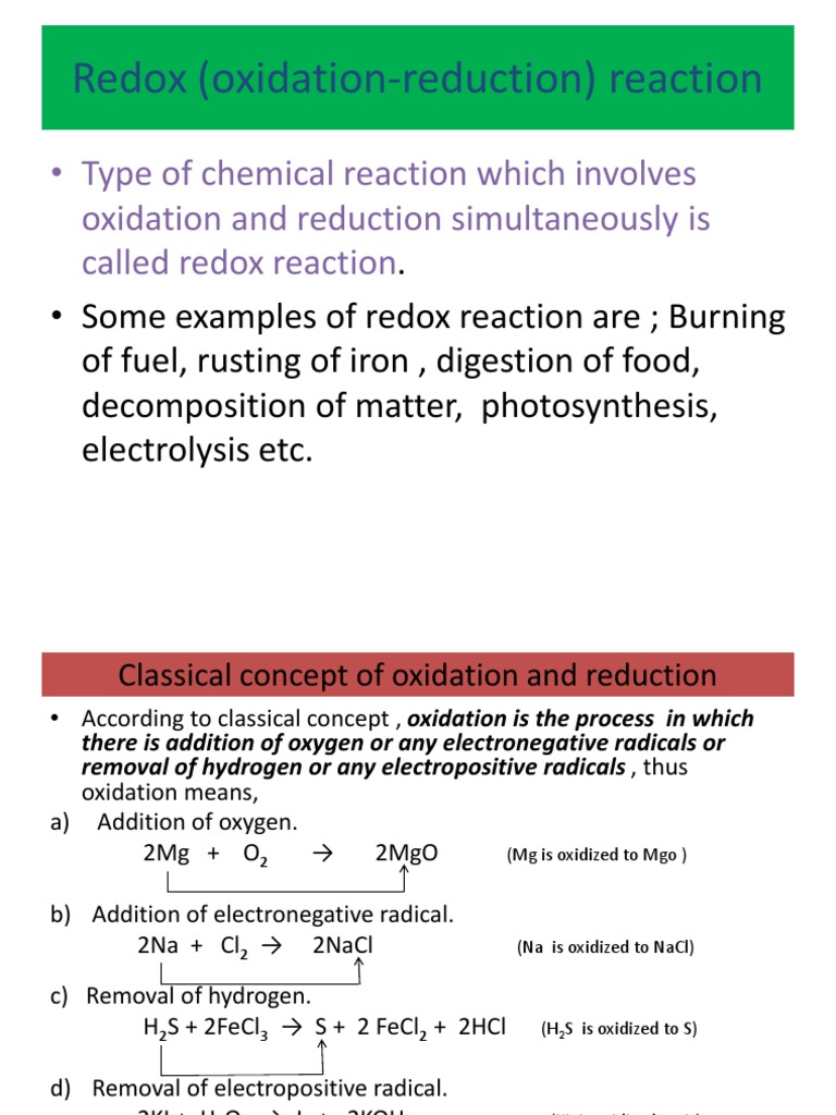 Redox Reaction | PDF