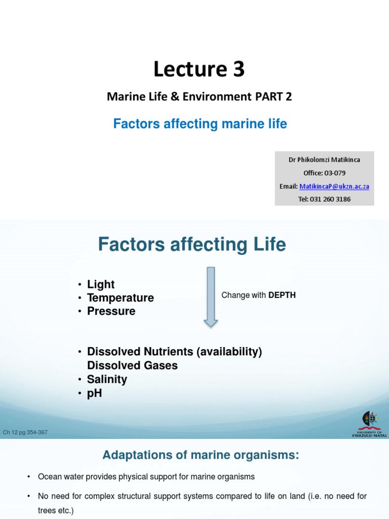 Lecture 3 - Factors Affecting Marine Life | PDF