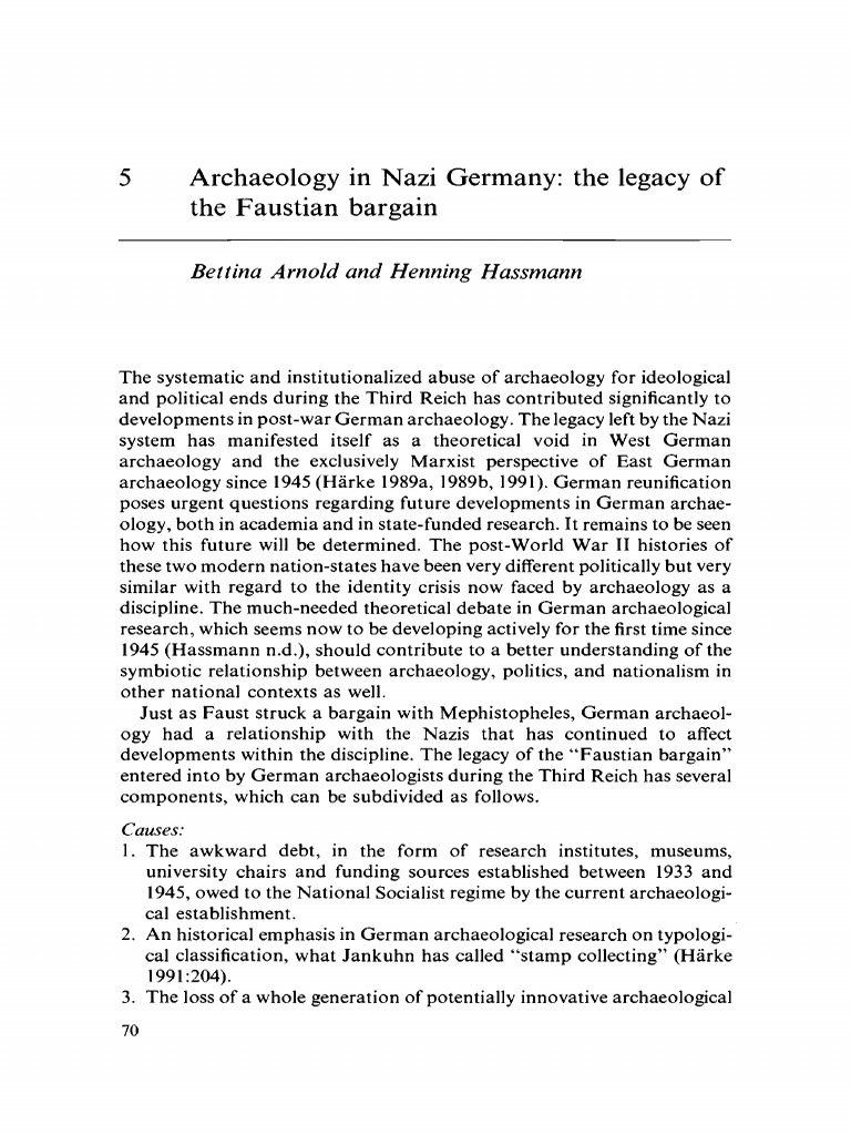 ARNOLD e HASSMANN. Archaeology in Nazi Germany The Legacy of The ...