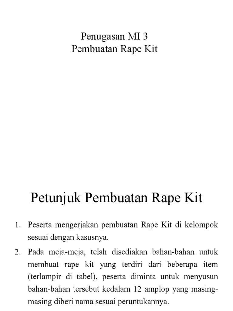 MI 3 PB2 Penugasan Rape Kit-SR | PDF | Rape | Sexual Violence