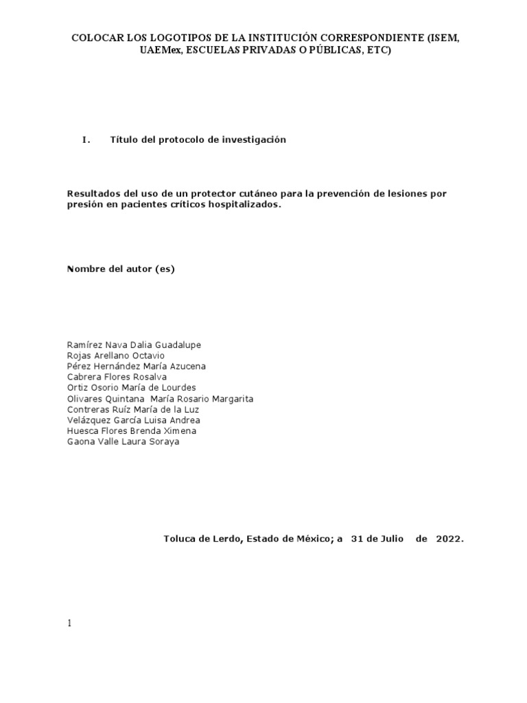 protocolo LPP 2 Revisada 29 julio | PDF | Dieta | Piel