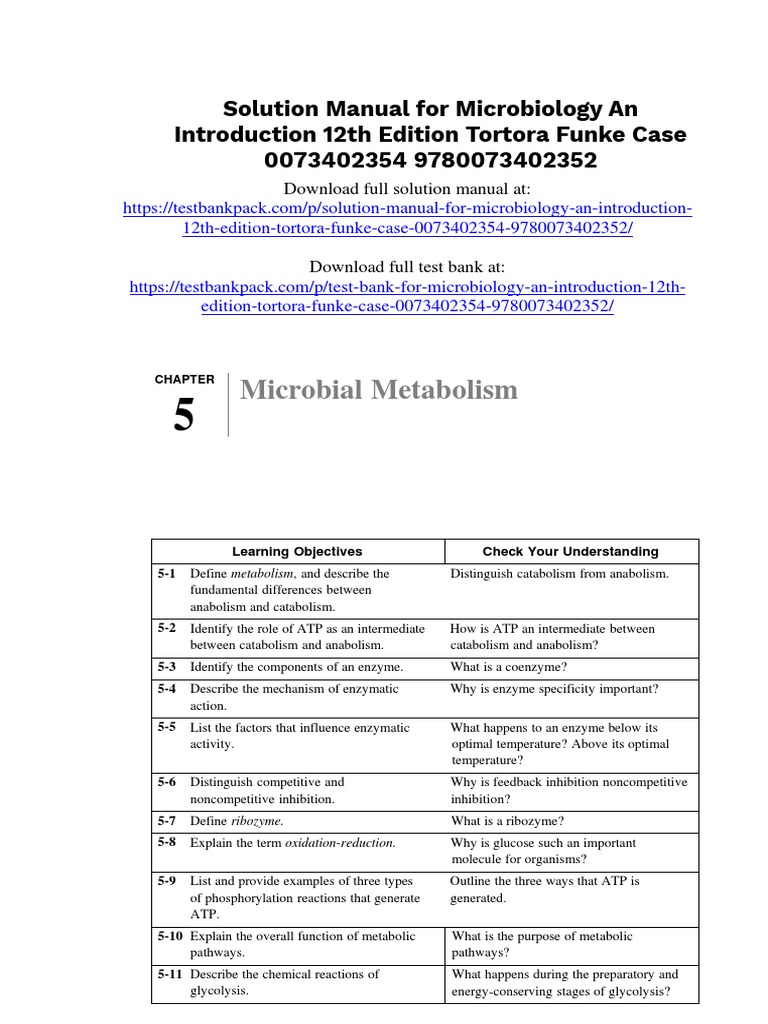 Microbiology An Introduction 12th Edition Tortora Solutions Manual 1 ...