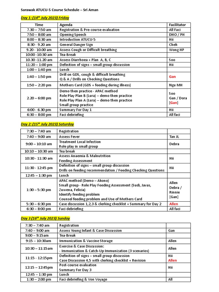 2023 Schedule ATUCU Sri Aman | PDF