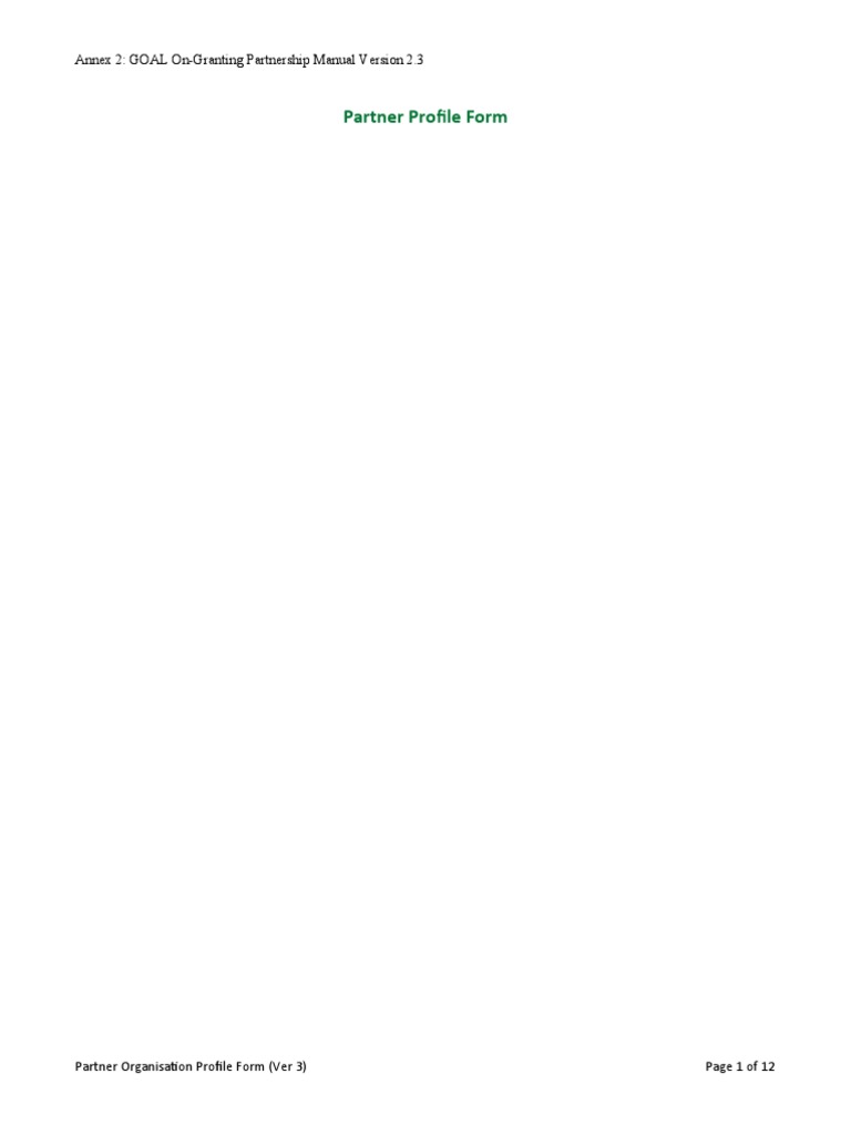 Bicdo To Goal Partner Profile Form | PDF | Social Science