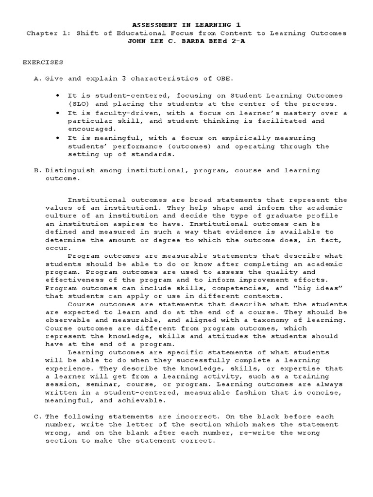 Assessment in Learning 1 | PDF | Learning | Neuroscience