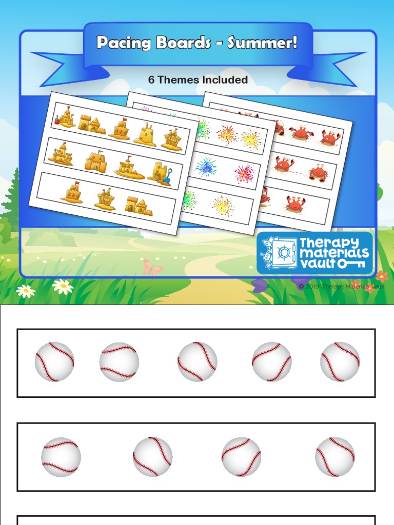 Fluency Pacing Board Six Summer Themes | PDF
