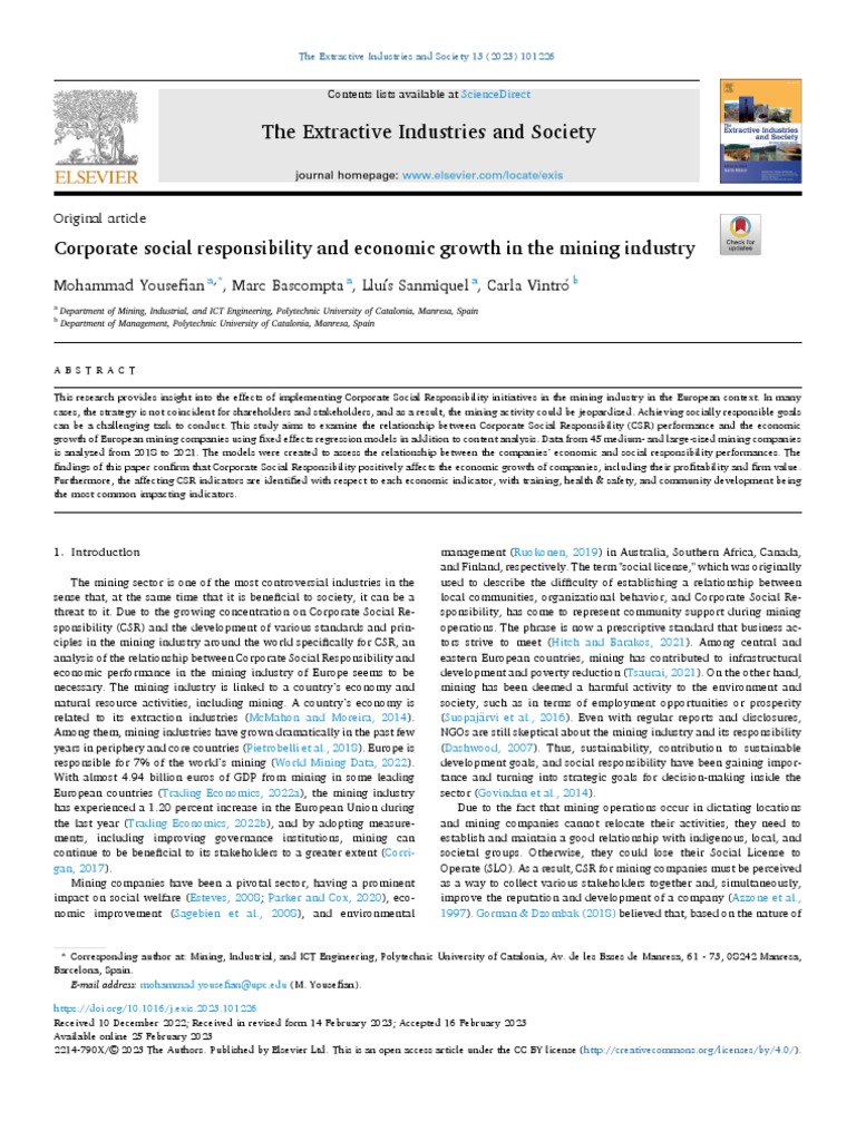 CSR Boosts Economic Growth in Mining | PDF | Corporate Social ...