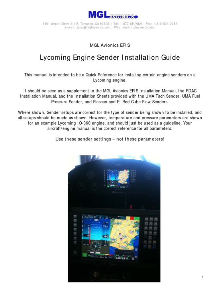 MGL Avionics Lycoming Engine Sender Installation | PDF