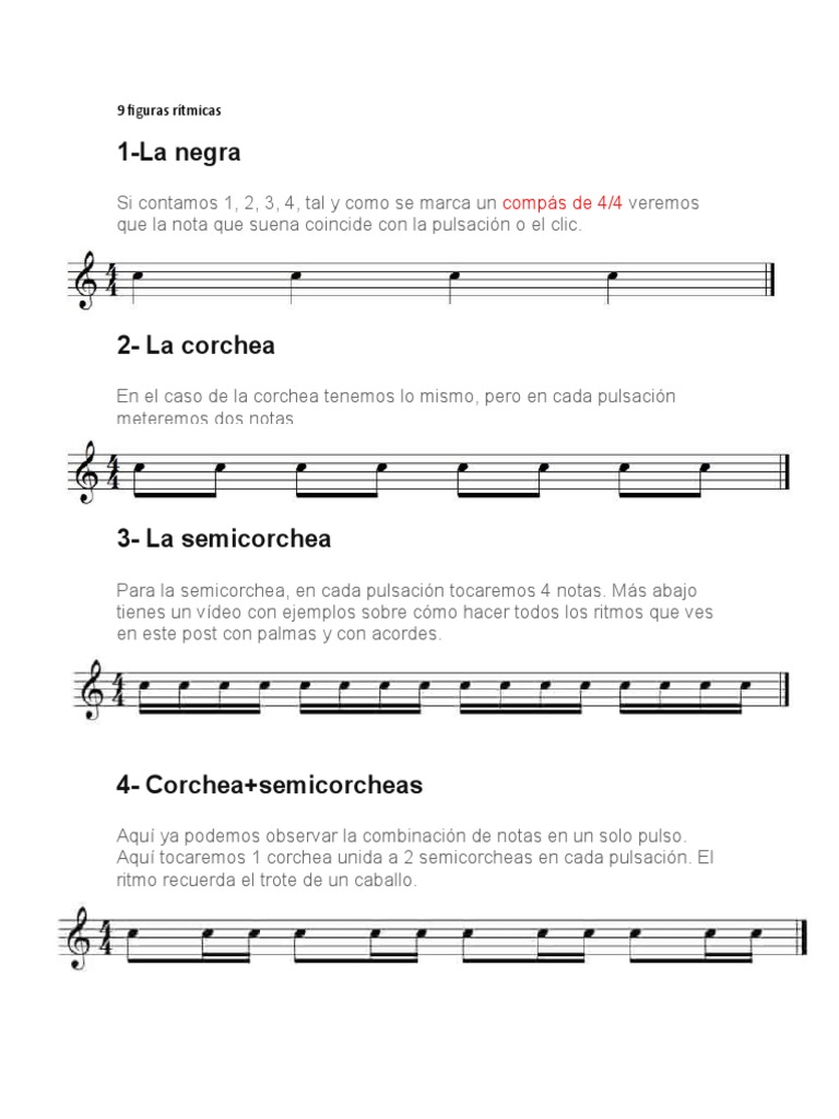 Figuras rítmicas: 9 ejemplos clave | PDF