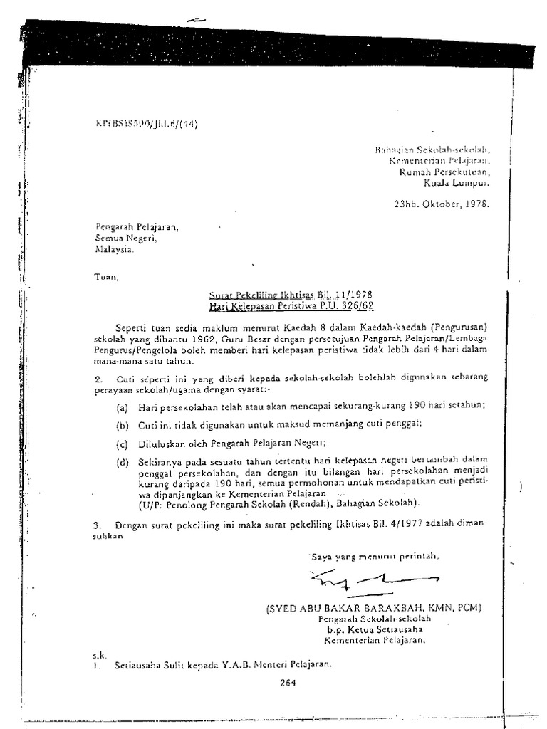 Surat Pekeliling Ikhtisas KPM Tahun 1978 Bil. 11 | PDF Surat Pekeliling Ikhtisas KPM Tahun 1978 Bil. 11 | PDF