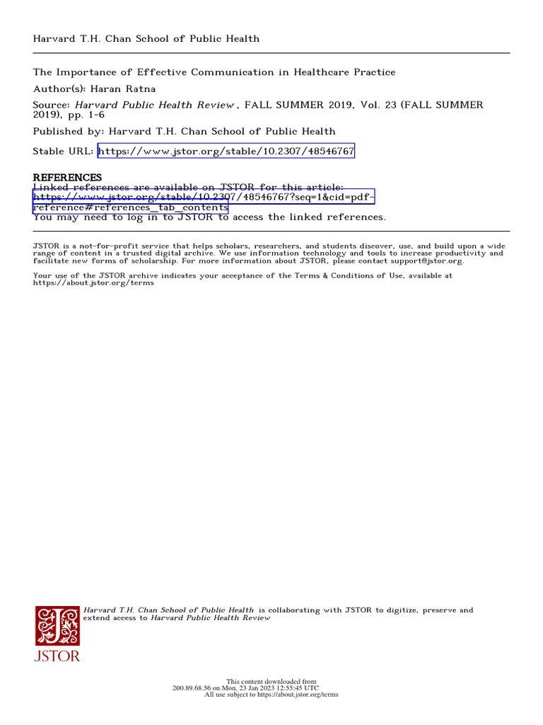Effective Comunication Healthcare Harvard | PDF