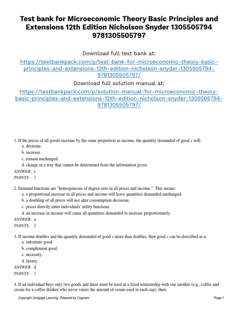 Microeconomic Theory Basic Principles and Extensions 12th Edition ...