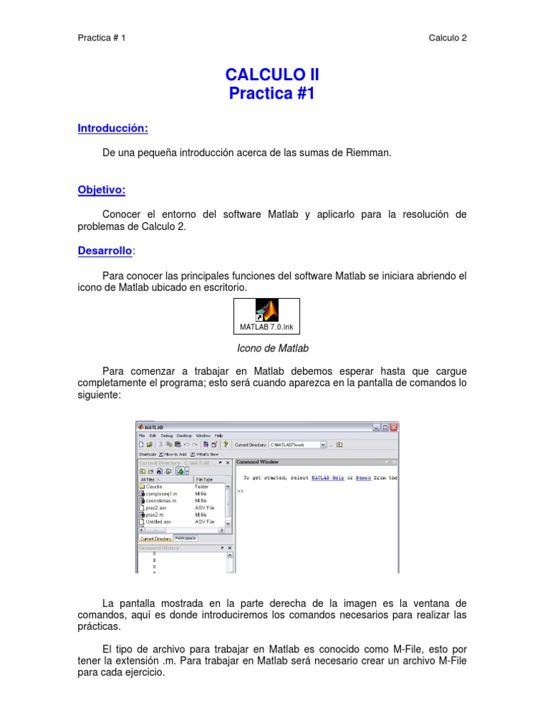 Practica1 (Cálculo 2) | PDF | Matlab | Archivo de computadora