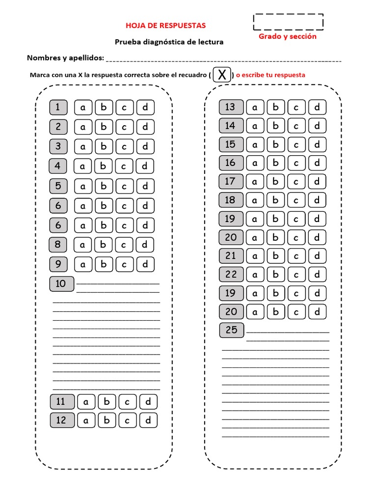Hoja Respuestas Lectura | PDF