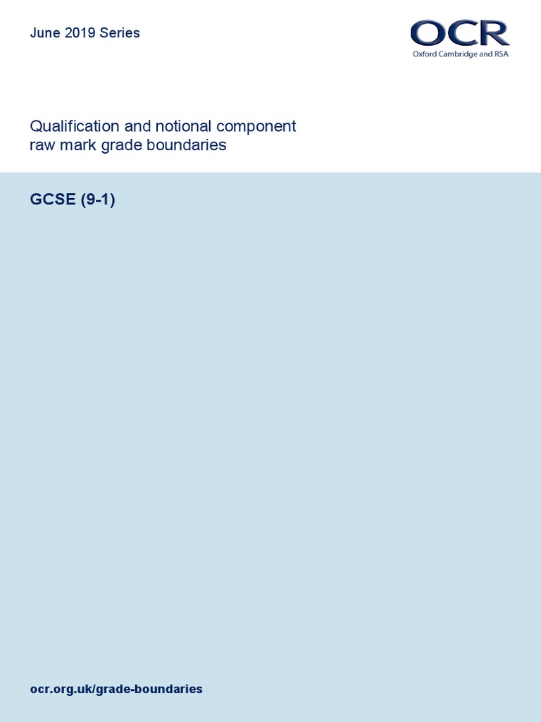 Gcse 9 1 Grade Boundaries June 2019 | PDF