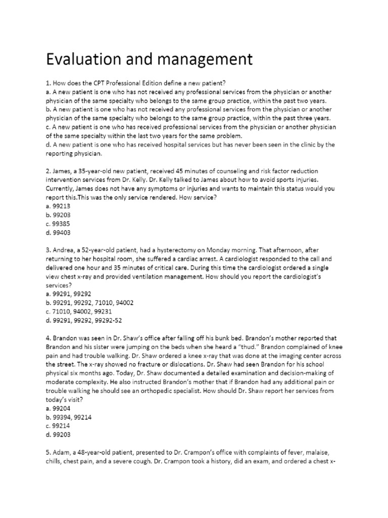 Evaluation & Management - Coding Certification Tips | PDF