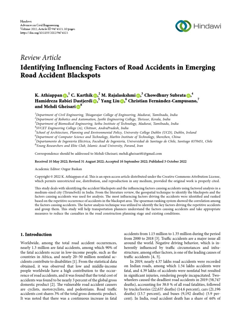 Review Article: Identifying Influencing Factors of Road Accidents in ...