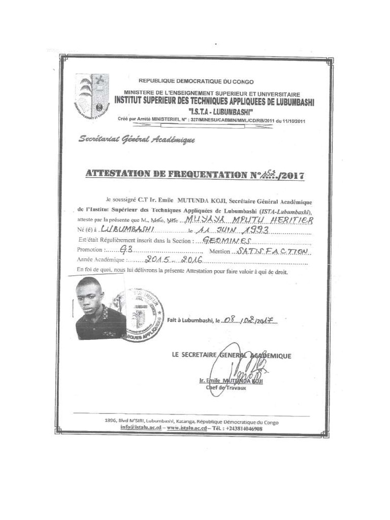 Attestation de Frequentation | PDF