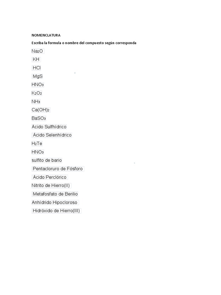 Nomenclatura de Compuestos Químicos | PDF
